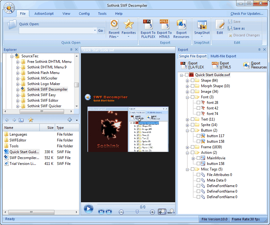 Sothink Swf Decompiler Convert Swf To Flaflex Swf To Html5